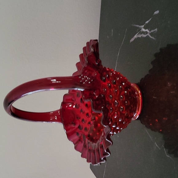 Fenton | Accents | Fentons Red Ruby Hobnail Glass Basket | Poshmark